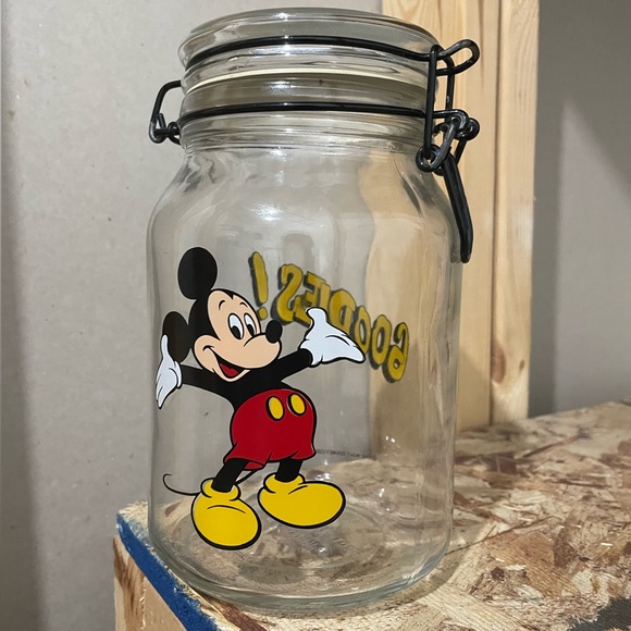 Anchor Hocking | Kitchen | Vintage Mickey Mouse Goodies Cookie Jar Walt ...